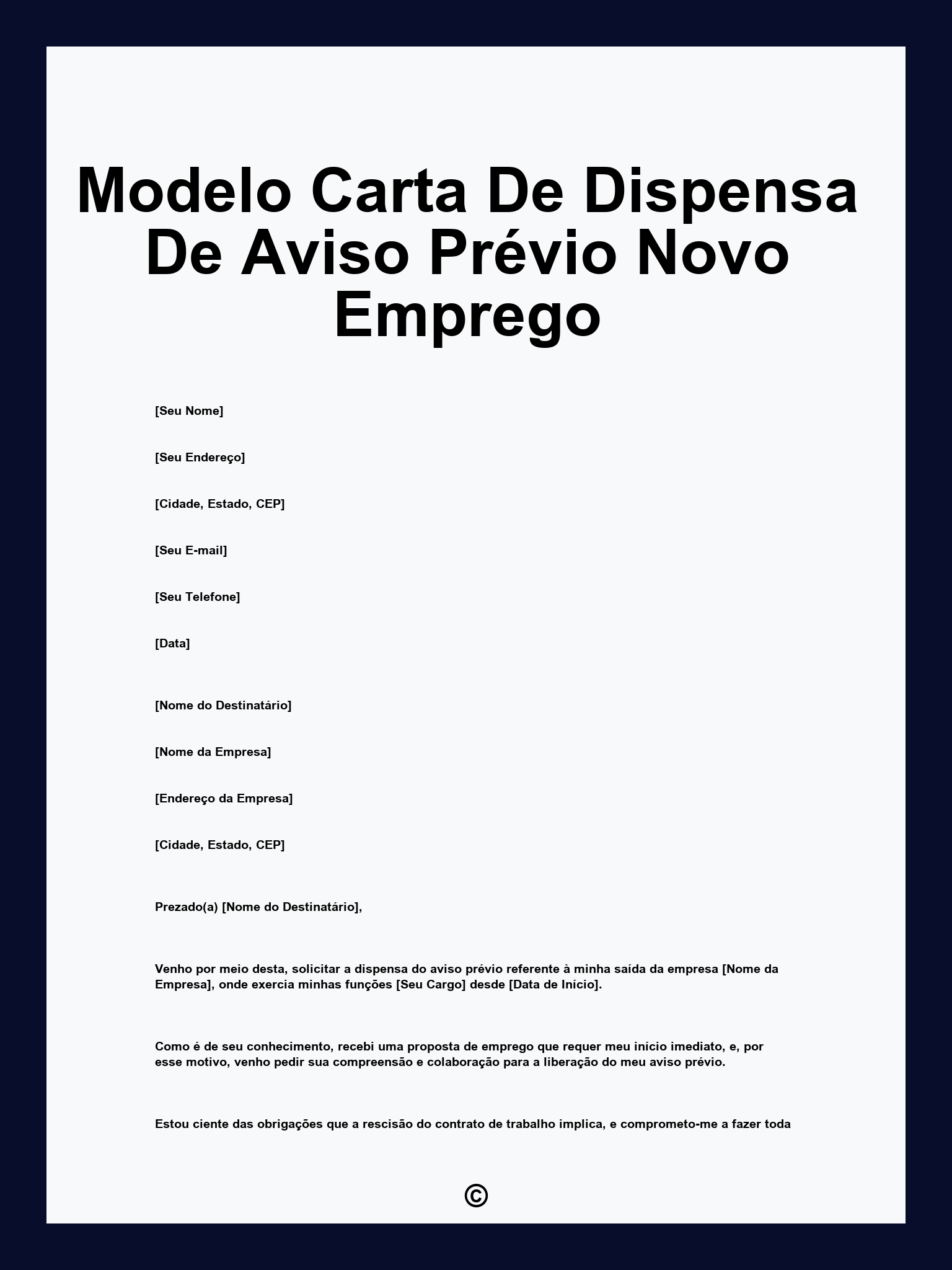 Carta De Dispensa De Aviso Previo