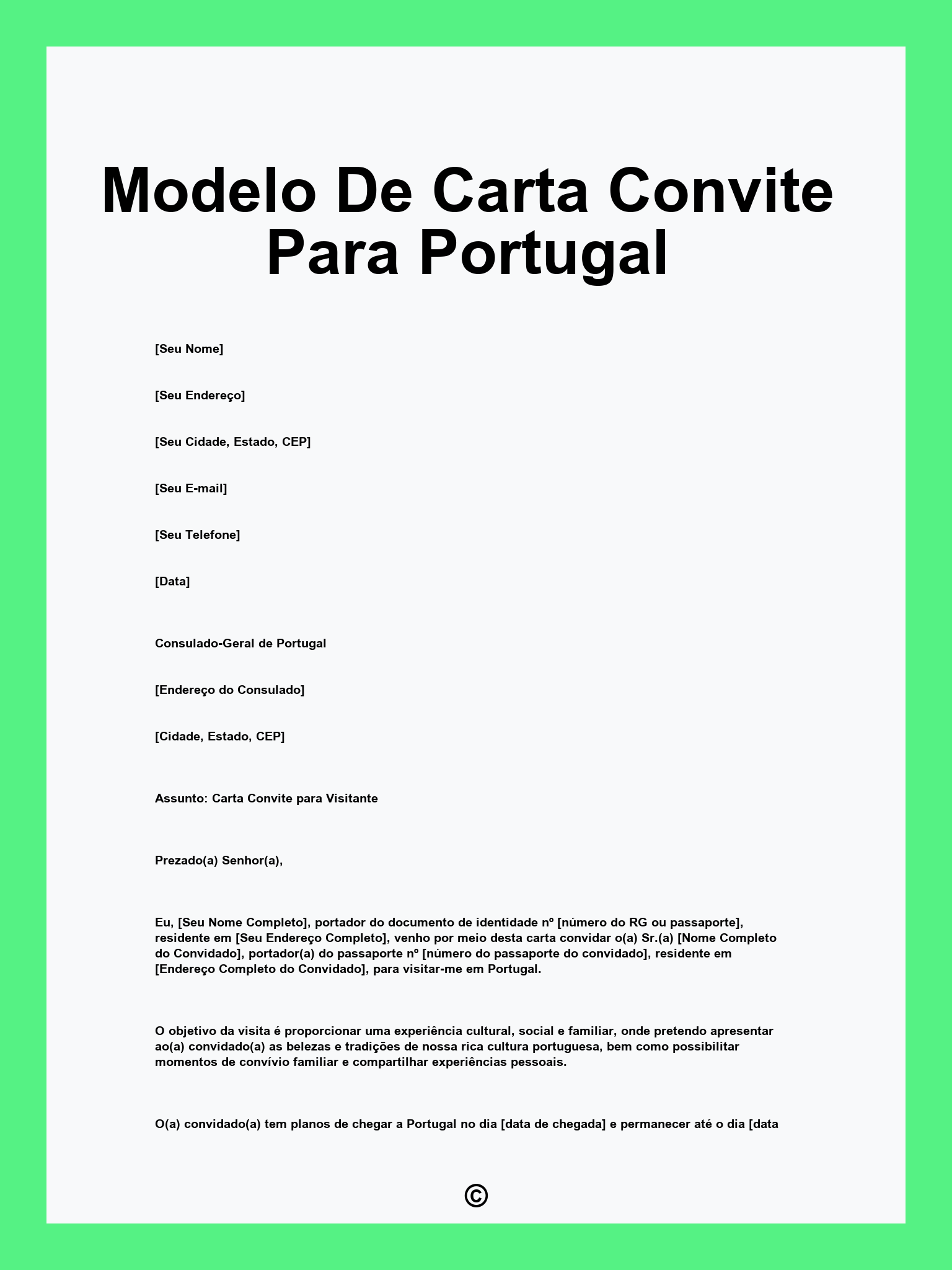 Modelo De Carta Convite Para Portugal